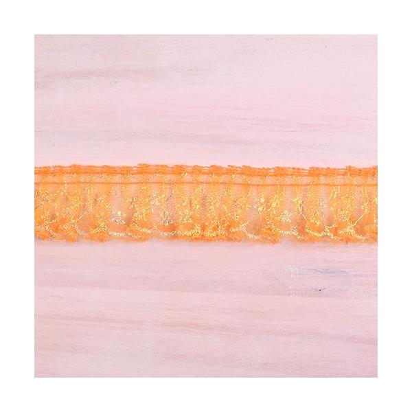 ●サイズ：3.5cm幅　※タックを寄せた糸部分を除いた有効幅は約2.5cm※サイズはロットにより多少差があります。あくまで目安としてお考えください。●素材：ナイロン70％ ポリエステル30％【商品の詳細】ラメ糸を織り込んだ、ボリュームあるラ...