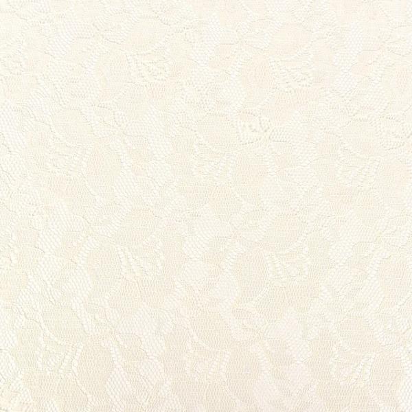 ●素材：ポリエステル100％●生地幅：約110cm【生地の詳細】ラッセルレース編機で編まれたレース生地です。編みながら柄を作っているので、仕上がりが平坦で立体感は少ないのが特徴です。比較的安価なタイプですので、ボリューム使いをしてもコスト面...