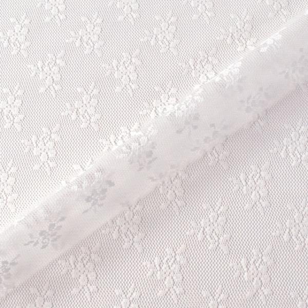 ●素材：ポリエステル100％●生地幅：約108cm【生地の特徴】小花柄がシルエットで表現されたラッセルレース生地。適度なハリ感と柔らかさとがあります。ウェディングやブライダル小物・ワンピース、ドレスはもちろん、普段使いのお洋服にもお使いいた...