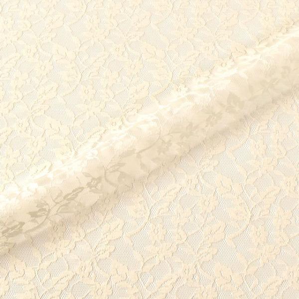 ●素材：ポリエステル100％●生地幅：約110cm【生地の特徴】シンプルな草花模様の総柄ラッセルレースです。適度なハリ感と柔らかさとがあります。ウェディングやブライダル小物・ワンピース、ドレスはもちろん、普段使いのお洋服にもお使いいただけま...