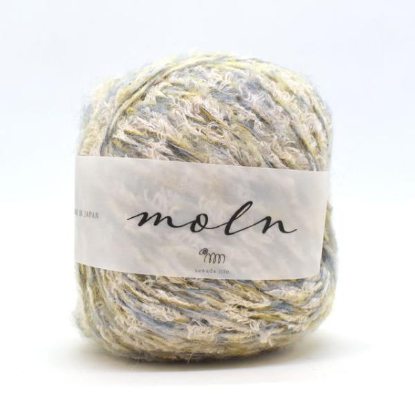 ●素材：綿48％ ナイロン25％ モヘヤ21％ 毛6％●容量：約40g（約64m）●使用針：棒針6〜10号 / かぎ針5/0〜8/0号●標準ゲージ：13〜14目・17〜20段【商品の詳細】moln(モルン)は、スウェーデン語で『雲』という意...