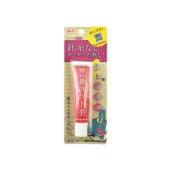 ●正味量：17g●成分：シリル化ウレタン樹脂35％　水65％（色調：透明）【商品の詳細】通園かばん等の製作、名札・リボン・レース付け、ズボン・スカートのすそ上げなどができる水性形のボンド（接着剤）です。「針や糸がなくても作れる！」と話題の商...