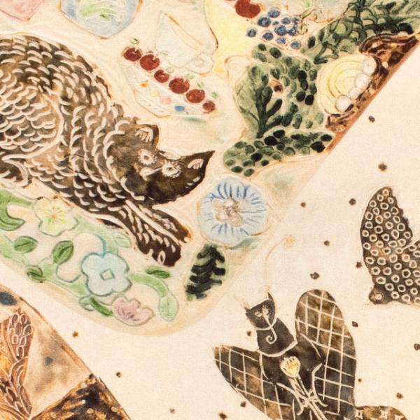 ●素材：綿100%●生地幅：約110cm【商品の説明】大阪を拠点に制作を行う陶芸家・ｍizacosha（ミシャコシャ）さんのデザインです。おとぎ話のワンシーンを切り取ったような、陶芸のぬくもりを感じられるミシャコシャならではのテキスタイル。...