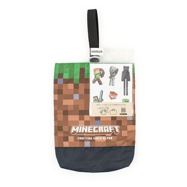 ●素材：ポリエステル100％●サイズ：（約）：タテ30cm×ヨコ24cm×マチ4.5cm【商品の説明】お子様に人気のマインクラフトのシューズケースです。ドット柄の土をプリントしたデザインに、布に貼れるデコシール「irodo」で自分だけのバッ...