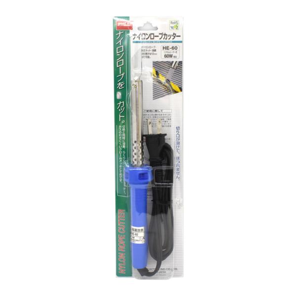 ●本体サイズ：全長 240mm、重量 70g(コードを除く)●定格電圧：100V AC 50/60Hz、消費電力 55W●こて先温度：450℃【商品の詳細】約12mm幅までの化繊製ロープ・網を熱でほつれ止めしながら切断できるカッターです。切...