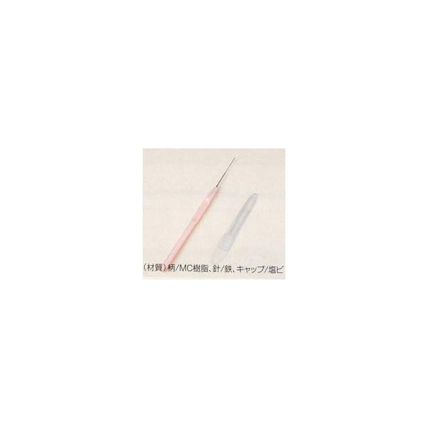 ●材質：柄…MC樹脂　/　針…鉄　/　キャップ…塩ビ●サイズ：長さ 約14.5cm【商品説明】羊毛フェルト用の針です。つきさすだけで繊維がからまります！手が疲れにくく持ちやすい柄付き1本タイプ。1本型はラインや小さな模様を入れたり、最後の仕...