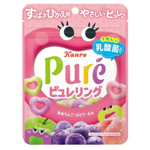 ピュレグミ独特の食感が、リング型でまた新しい食感に3種類のフレーバーが楽しめます。※季節によってフレーバーが変更になります。メーカー出荷状況によっては掲載画像と異なる場合がございます。ご了承ください。