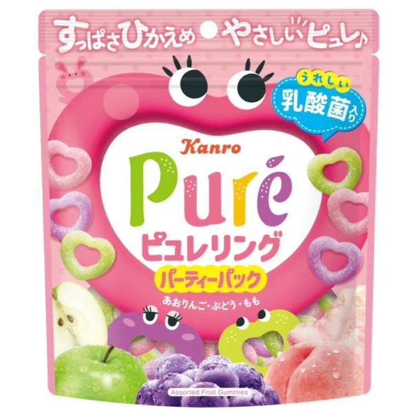 親から子へ想いをつなげるピュレリング。6種の味わい、ハートがいっぱいパーティー気分の大容量パック。うれしい乳酸菌入りでリニューアルしました！