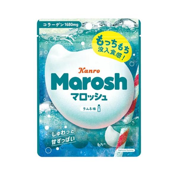 もっちもちな食感と、しゅわっと甘ずっぱいパウダーが特徴的なグミです。夏の風物詩 ラムネ味がマロッシュからついに発売！！