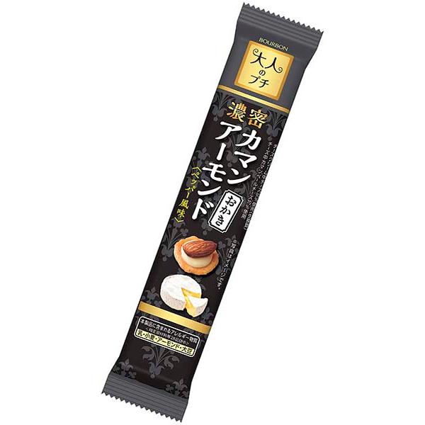 ペッパー風味のおかき生地に、濃厚なカマンベールチーズクリームと香ばしいローストアーモンドを合わせました。クリーム中チーズ90％使用（生換算）チーズ中カマンベールチーズ70％使用