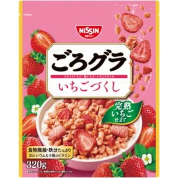 香り豊かな完熟いちご仕立ての甘酸っぱい味わいで、具材のおいしさが引き立つザクザク食感のシリアル生地に、 大きめのスライスいちご、粒いちご、ザクザクいちごクランチを加えました。 たっぷりの食物繊維や鉄分、カルシウムと9種のビタミン入り。