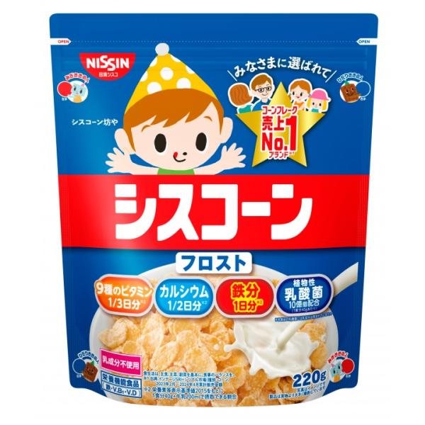 サクサク楽しい食感で、とうもろこしの味わいを活かしたやさしい甘さのコーンフレーク。1食分 (40g) に10億個の植物性乳酸菌を配合。1食分 (40g) に牛乳200mlをかけて食べると、1日分の鉄分、1日に必要なカルシウムの1/2、9種類...