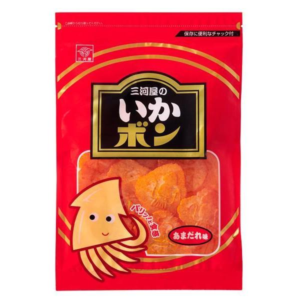 かつお節や昆布の旨みが利いた、甘すぎずからすぎない、まろやかな「あまだれ味」のいかせんべいです。