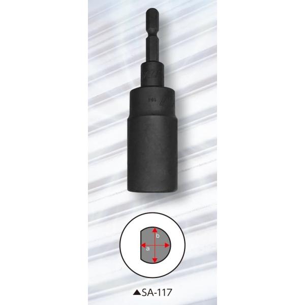 土牛産業　防火シャッター用着脱式　巻上ソケット　品番ＳＡ−１１７三和シャッター軸細サイズ画像参照a:11.7mmb:14.2mm全長９５ｍｍ