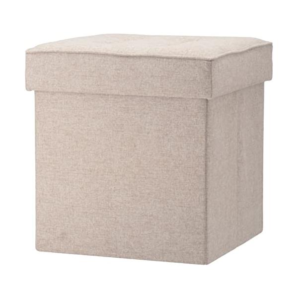 色：ベージュ不二貿易 収納スツール 折りたたみ 幅38*奥行38*高さ40cm ベージュ オットマン 収納ボックス 耐荷重80kg ファブリック ディノ 85846ホーム＆キッチン/家具/リビングルーム家具/オットマン