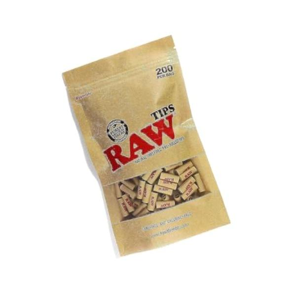 RAWのロゴ入り無漂白チップ。200個入。サイズ:直径約6mm　長さ約18mm。チップを巻かずにすぐ使えます。200 Tips per Bag楽器・音響機器:ギター:ギターアクセサリ:ピック・ピックホルダー:ピック