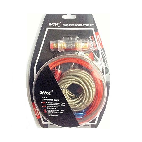 アンプ接続用ハイパワーケーブルキットです。アンプやチューンアップウーハー用の8ゲージ電源配線キットです。セット内容：電源ケーブル(赤) 8ゲージ 約5M，リモート線(青) 18ゲージ 約5MRCAケーブル(金)8ゲージ 約5M，アースケーブ...