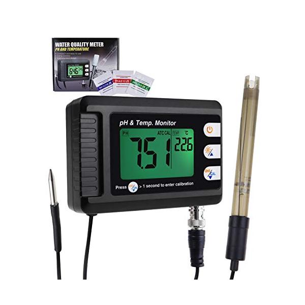 特徴：暗い環境でも簡単に読み取ることができるスマートバックライト付きの大画面モニター。バッテリー低下インジケーター付きのPHおよび温度表示とデバイスは省電力モードで動作します。マルチポイント校正：最大3ポイントのpH校正 pH 7.0 / ...