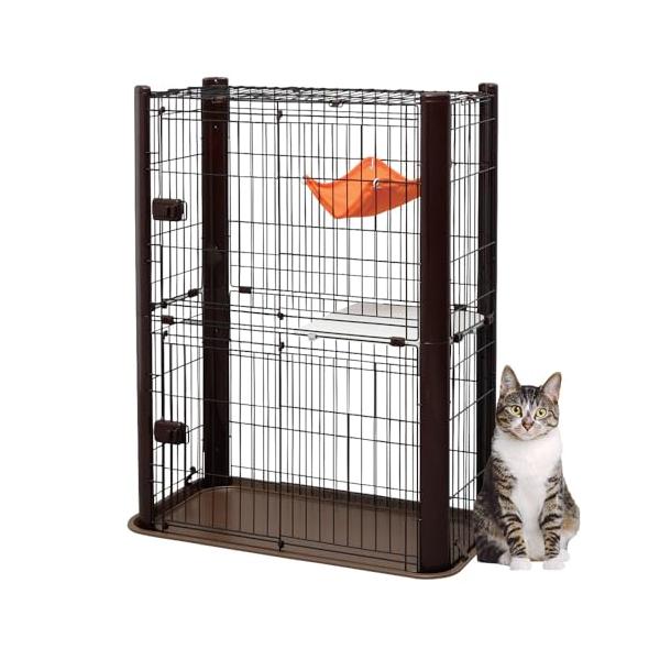 色：ブラウン 商品サイズ 幅*奥行*高さ  ：91.0*50.0*115.0cm 商品説明 ：インテリアにも合う可愛らしいデザインのケージ。愛猫の飼育に適した、高さのある2段タイプのケージです。開閉に場所をとらないスライド扉です。2段タイプ...