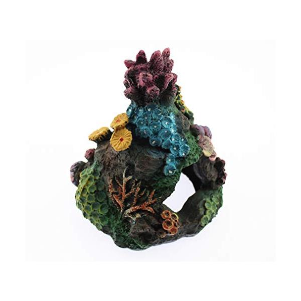 珊瑚や貝をモチーフにしたアクアリウムオブジェです。熱帯魚や金魚の隠れ家に。置くだけで水槽内がおしゃれに独創的な雰囲気を演出できます。置物やインテリアとしても〇サイズ 約 ：高さ16cm/幅13cm　　隠れ穴の直径：約4cm*5cm重量：約2...