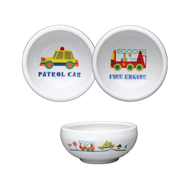 サイズ：Small 乗り物柄の子供食器 男の子が大好きな車の柄が描かれた食器。おかず鉢 でおかずの盛り付けにちょうどいいサイズのお皿です。食器の内側に「返し」がついているので、食べ物がスプーンにのりやすい、すくい易い工夫が施されています。 ...