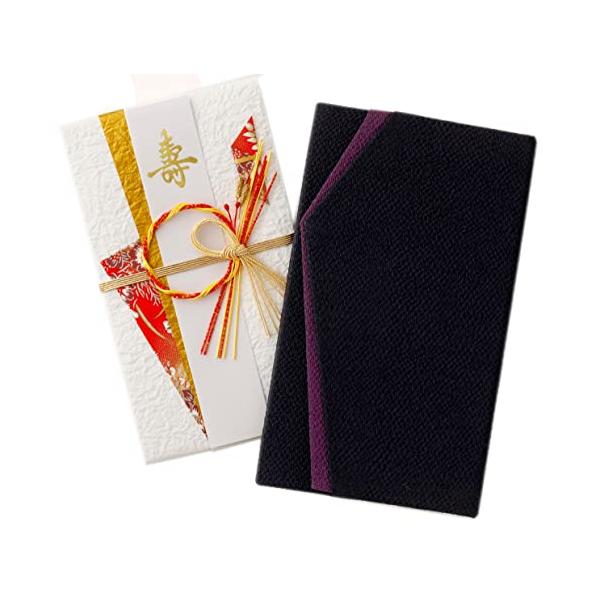 色：黒＋赤祝儀袋「ふくさ(黒*紫紺 」と「赤系ご祝儀袋」のセットです。 ふくさ 「最高品質」国内専門メーカーが製造。独自開発の「剥がれにくい接着剤」を使用し、熟練の職人の技術によって、ひとつひとつ丁寧に手仕上げしています。型崩れしずらく、は...