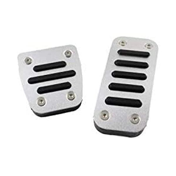 BeeTech トヨタ ペダルカバー シルバー 200系 ハイエース レジアスエース 全年式対応 2点セット アクセル ブレーキ アルミ製 TOYOTA HIACE REGIUSACE車＆バイク/カーパーツ/内装パーツ/ペダル