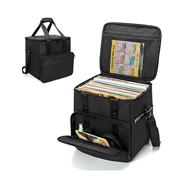 * 高品質な素材 レコード収納ケースの外側は、高品質のナイロン素材を採用し、耐久性及び耐引裂性のある物です。双方向のジッパーと保護層の設計により、ほこりや衝撃から完全に保護します。* 大容量のレコードバッグ サイズ：33*30*33cm。レ...