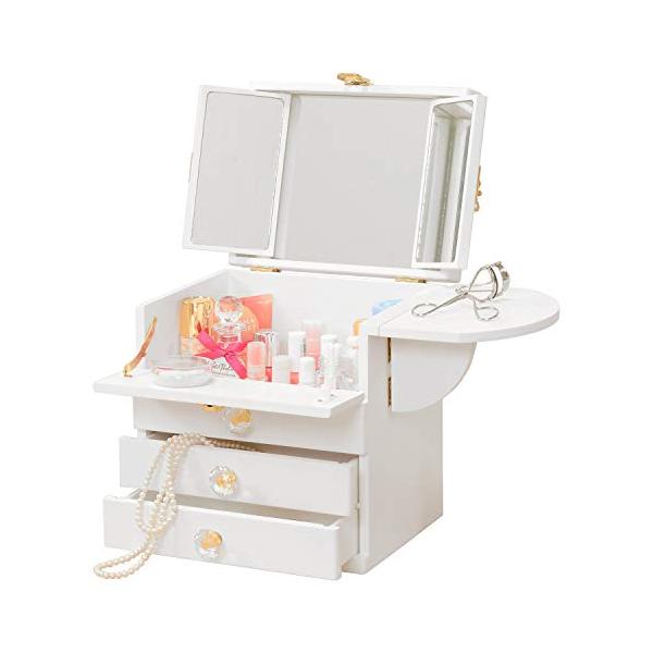 色：ホワイト(約)幅26*奥行19*高さ31cmビューティー/メイク道具・フェイスケアツール/化粧ポーチ・メイクボックス/メイクボックス