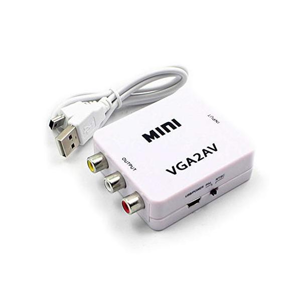 FOCUSMART VGA * AV変換アダプタ VGA信号をRCA(コンポジット)に変換 NTSC/PAL切替可 1080P対応 給電ケーブル付 VGA to AVコンバーター FMTVGA2AV家電＆カメラ/オーディオ/ホームオーディオ...