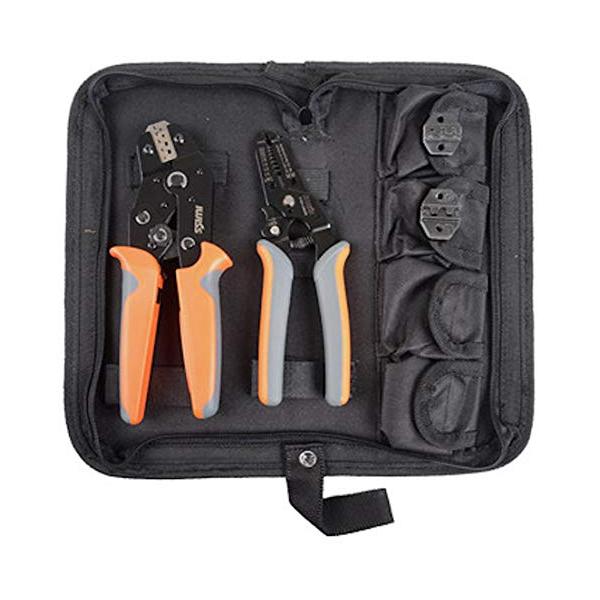 サイズ：オープンバレル端子用 KIT-SN-2549工具キット内容：圧着ペンチSN-2549、ワイヤーストリッパーFSA-0626、交換用ダイスセット(A-48B, A-11011)、収納バッグ圧着ペンチ圧着能力：オープンバレル端子 0.0...