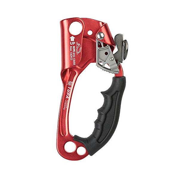 色：Right Hand Red 耐摩耗性アルミニウムマグネシウム合金 アルミニウムマグネシウム合金マニュアルアッセンダーは、コンパクトな形状としっかりとしたグリップを備えており、アウトドアスポーツ、ロッククライミング、ケイビングなどの保護...