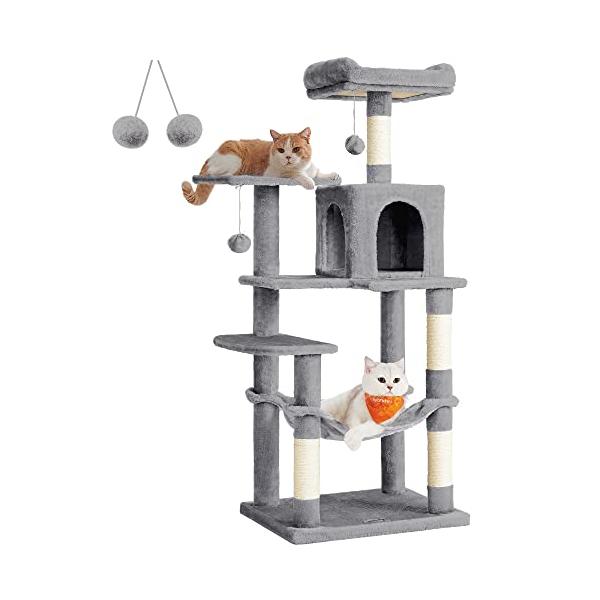 色：グレーサイズ：ハンモック耐荷重15kg 猫ちゃんの楽園 見晴らしのよい高台、お休みができる隠れ家、4ヶ所の爪とぎポール、くつろげるハンモック、猫ちゃんの遊び場としてピッタリの室内用キャットランドです 登り降りしやすい 力学的原理に基づい...