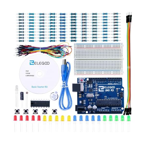 Arduino初心者向け最も安く、基本的な電子部品キットです。プロジェクトの紹介やコードを含む無料PDFチュートリアルがCDに収録されたので、検索時間を節約できます。最新のUNO R3開発ボード、USBケーブルや基本コンポーネントが含まれて...