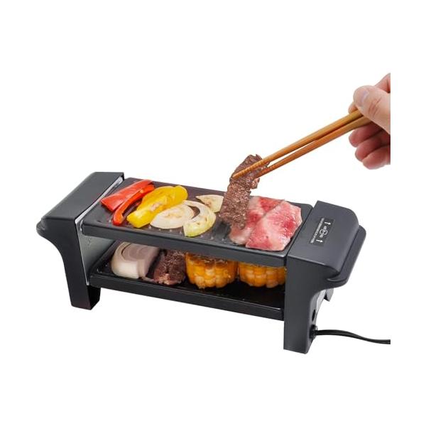 *お手軽に自宅で焼肉を楽しめます。脂が落ちやすい凹凸プレートとムラなく焼ける、フラットプレートの2タイププレートが付属しています。上下2段で焼けるので、お肉とお野菜の焼き分けもできます。*電気で使用できる焼肉プレートです。コンパクトサイズの...