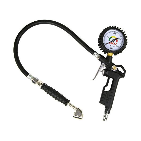 対象:英式バルブ・米式バルブ適応流体:空気計測・充填圧力範囲:100*700kPa(0.1*0.7MPa)最高使用圧力:800kPa(0.8MPa)接続ネジ(チャック・ホース):G1/4(PF1/4管用平行ネジ)車＆バイク:自動車整備工具:...