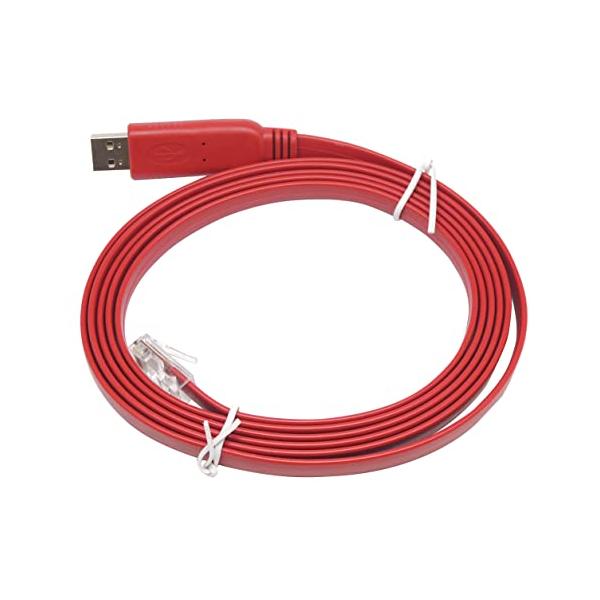 ネットワーク機器のRJ45コンソール端子(CONSOLE)を、USBに変換するケーブルです。FTDI社製チップ FT232R を使用しており、多くのOSにインストール済みのドライバで動作します。動作しない場合は、FTDI社のWebサイトでド...