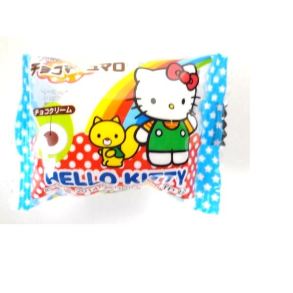 甘いチョコが入ったマシュマロ。キテイちゃんのパッケージがとてもかわいいおやつにもパーティーにもどうぞ！　　　