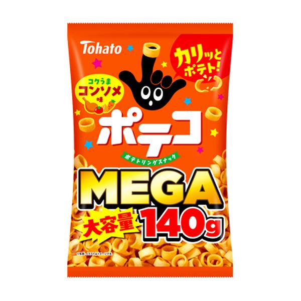 「ポテコ・コンソメ味」が140g入った、家族や友達と一緒に楽しむ時間にぴったりな大容量サイズです。【内容量】140g【入数】12コ【2026/02/16発売】