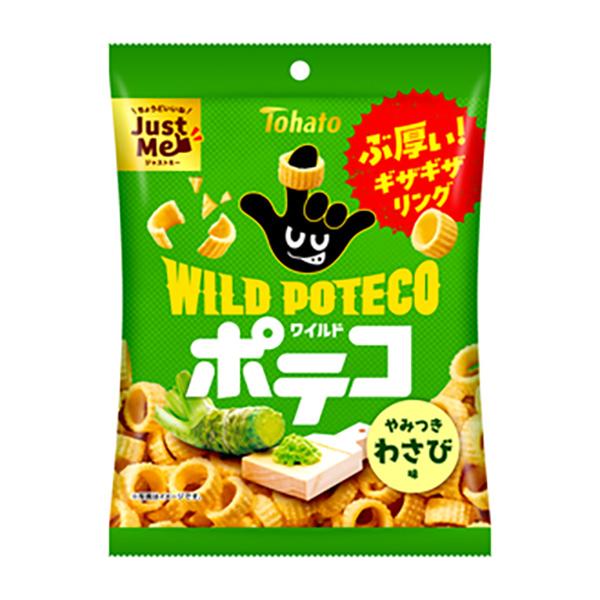 ぶ厚い！ギザギザリングで食べごたえがあり、やみつきになる食感のワイルドポテコ！爽やかなわさびの風味をお楽しみください。【内容量】50g【入数】12コ【2026/06/29発売】