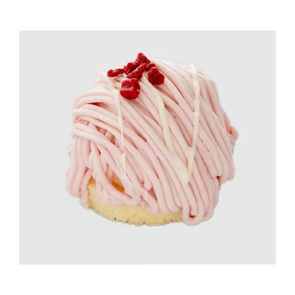 【地域限定送料無料】(※北海道・沖縄・一部離島等除く) 業務用食品カスタード風味の中心クリームを、福岡県産のあまおう苺を配合したクリームで包みました。天面はホワイトチョコレートとドライラズベリーで可愛らしい見た目に。＜アレルゲン＞小麦、卵、...