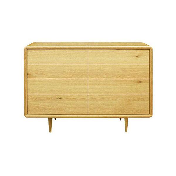 【商品名】　ミューク120チェスト ホワイトオーク【サイズ】　サイズ 幅121.6　奥行45　高さ85センチ　脚のみ取り付け式　足なし高さ69センチ【素材】　材質 小口面・脚：ホワイトオーク無垢材　前面・天板・側面：ホワイトオーク材ツキ板 ...