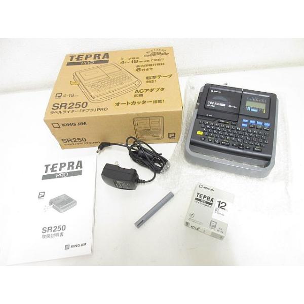 KING JIM キングジム TEPRA PRO テプラ プロ SR250 4-18ｍｍ ラベルライター 元箱・取説付き 動作確認済　中古メーカー：KING JIM Model：TEPRA PRO SR250【動作確認内容】付属のアダプター...