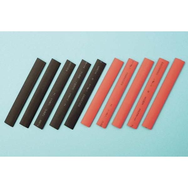 コネクタの露出した部分を絶縁する熱収縮チューブ(シュリンクチューブ)。　8ｍｍタイプ。赤黒各5本入り、長さ約80mm。ゴールドコネクタ5.5BLおよび6.0BSの被覆に最適です。