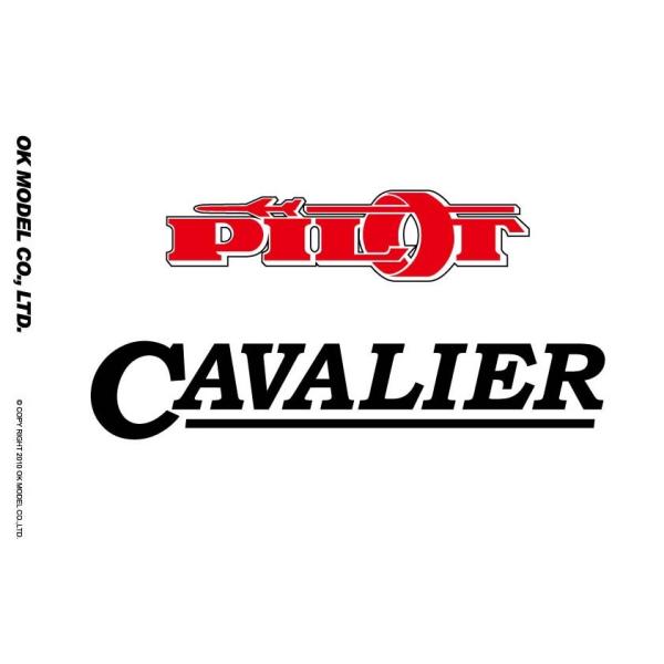 「PILOT キャバリエ」のオリジナルロゴステッカーです。ご注文を頂いてから作成いたします。ラベルフィルム（透明色）にカラープリントをし、その上にラミネートフィルム貼付けてまいます。白色インクが無いプリンターを使用するため、白い部分は全て透...