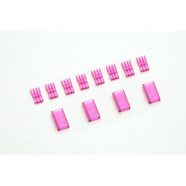 サーボコネクターのハウジングセット。ピンクだけの単色セット。スリーブ4個とハウジング8個入り。PILOT延長コードの黒いコネクターハウジングをカラーコネクターハウジングに替える事で、各チャンネルの接続に迷ったり接続間違いを無くすることが出来...