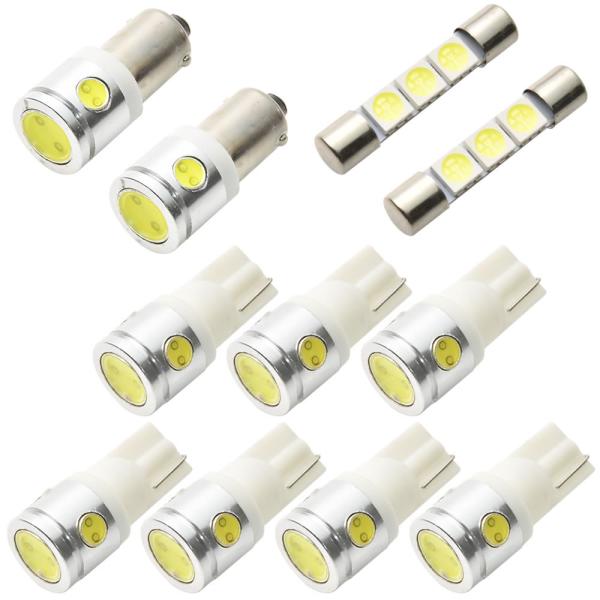 簡単取付！純正球と交換するだけ　COBルームランプ【セット内容】バニティ：2点(T6.3×31)フロント：2点(G14)リア：2点( T10 )カーテシ：4点( T10 )トランク：1点( T10 )合計11点【確認事項】※フーガ純正LED...