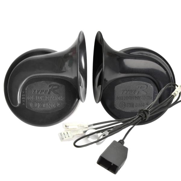 車検対応品。12V車用 ヨーロピアンホーン！低周波音410Hzのホーンと高周波音510Hzのホーンで迫力サウンドに！db（デシベル） 110DB【確認事項】※汎用品です。取り付け位置により配線延長加工が必要な場合があります。※取付の際は開口...