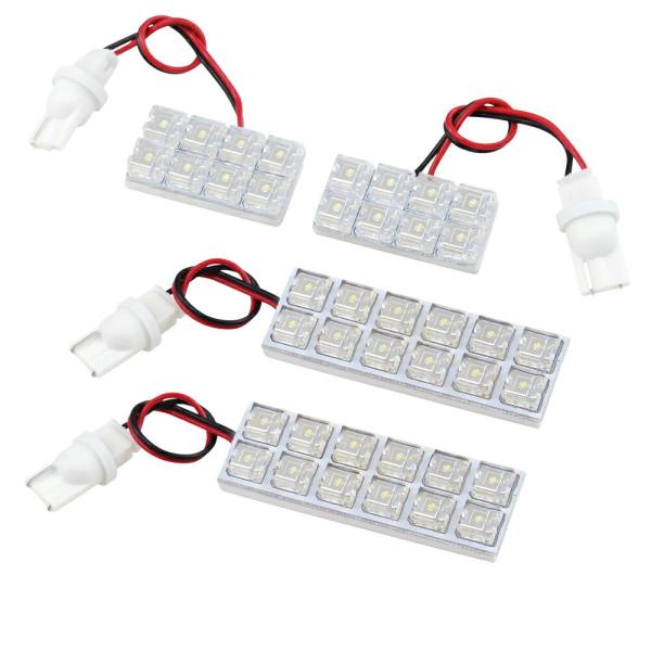 RIDER0874【セット内容】フロント：2×4連(2個) 端子形状：T10センター：2×6連 端子形状：T10ラゲッジ：2×6連 端子形状：T10合計4ピース40発(FLUX LED採用)【確認事項】純正LEDルームランプ装着車は取付不可...