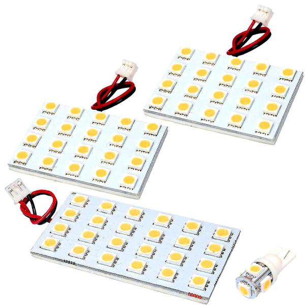 ▼同時購入がおすすめ・ゴースト対策！微点灯カット抵抗　→　1本199円※1か所に1本必要です。・LEDルームランプ 台座 スペーサー　→　1枚199円【SET内容】フロント：4×5連(2個) 端子形状：T10センター：4×6連 端子形状：T...